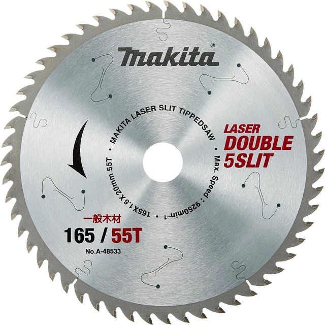 MAKITA LASER DOUBLE Slit Tipped Saw Blade Circular Saw Blade 165mm 55T ...
