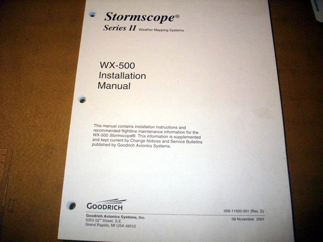 GOODRICH STORMSCOPE WX-500 Series II install manual $165.04 - PicClick CA