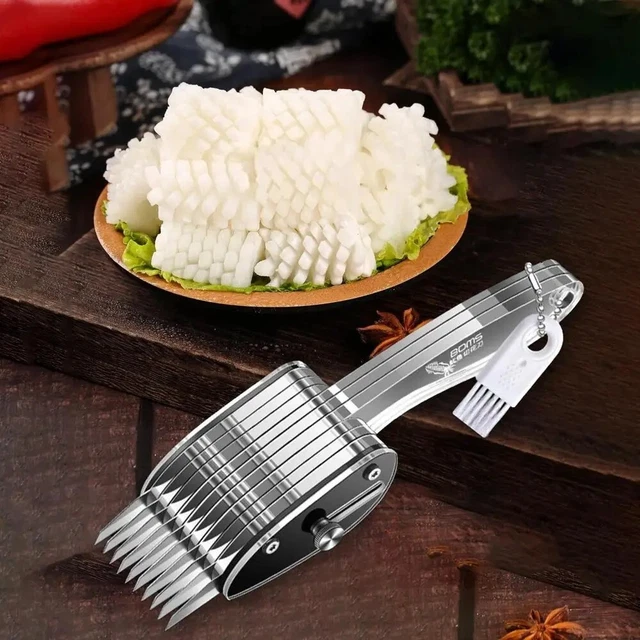STAINLESS STEEL SCALLION Slicer Adjustable Depth Gizzard Cutter Onion ...
