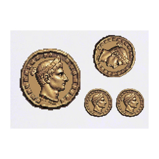 4 X 'PIXEL Art Roman Coin' Temporary Tattoos (TO00067898) £5.99 ...