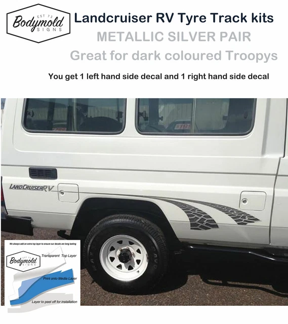 LANDCRUISER TROOP CARRIER Tyre Track Decals in SILVER +Di TURBO 4200 ...