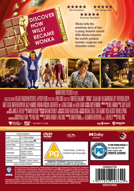 WONKA (DVD) TIMOTHÉE Chalamet Sally Hawkins Rowan Atkinson Olivia ...