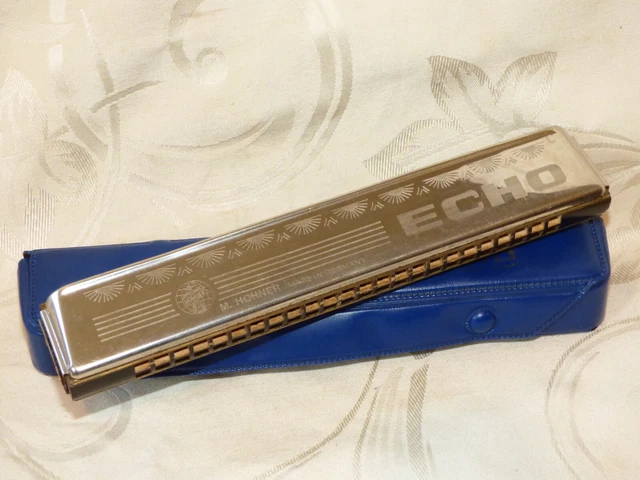 VINTAGE ANCIEN HARMONICA Hohner Echo Made in Germany 48 trous Instrument Musique £13.67 ...