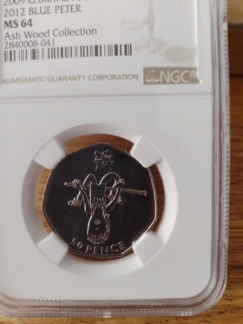 2009 BLUE PETER 50p COIN LONDON OLYMPIC GAMES GRADE ROYAL MINT NGC MS64 ...
