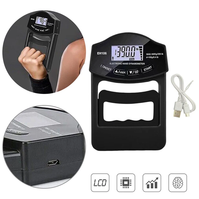 GRIP STRENGTH TESTER, 396Lbs/180Kg Digital Hand Dynamometer Grip ...