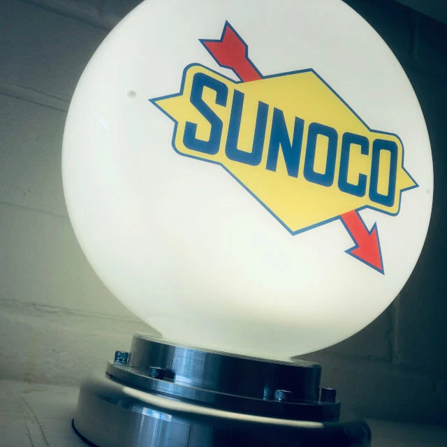 SUNOCO GAS PUMP Globe, Alloy Base, LED, Desk Lamp, Petrol and Oil ...