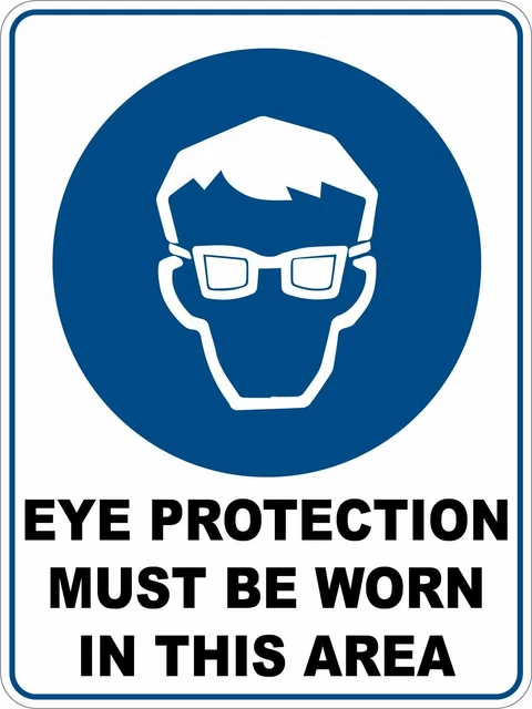 EYE PROTECTION M.B. worn - Mandatory Safety Sign Plaquard Sticker Decal ...
