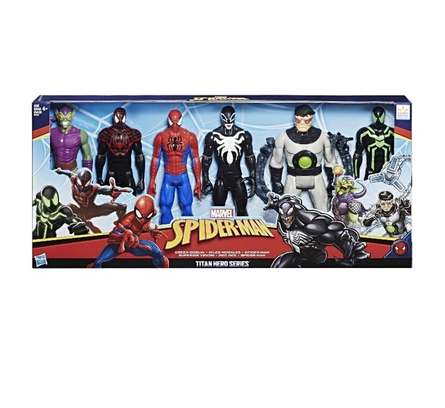 MARVEL SPIDER MAN Titan Hero Figure 6-Pack, 12-inch scale Action ...