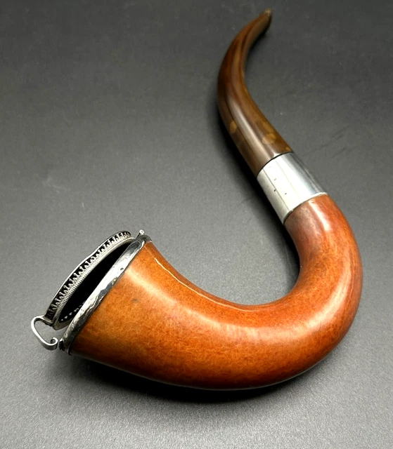 LARGE VICTORIAN ENGLISH Silver Mounted Calabash Pipe Sherlock Holmes ...