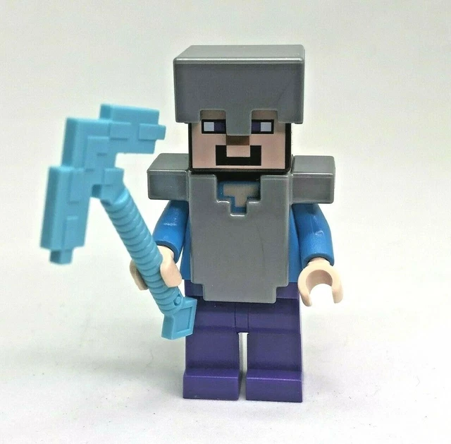 LEGO MINECRAFT STEVE Flat Silver Helmet Armor Minifigure Set 21137 ...