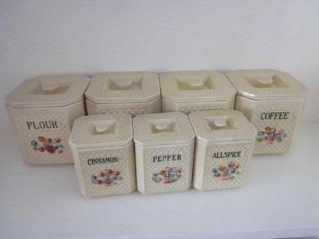 VINTAGE CUTE JAPANESE Ceramic Canister Set ~ Seven Pieces $135.00 ...