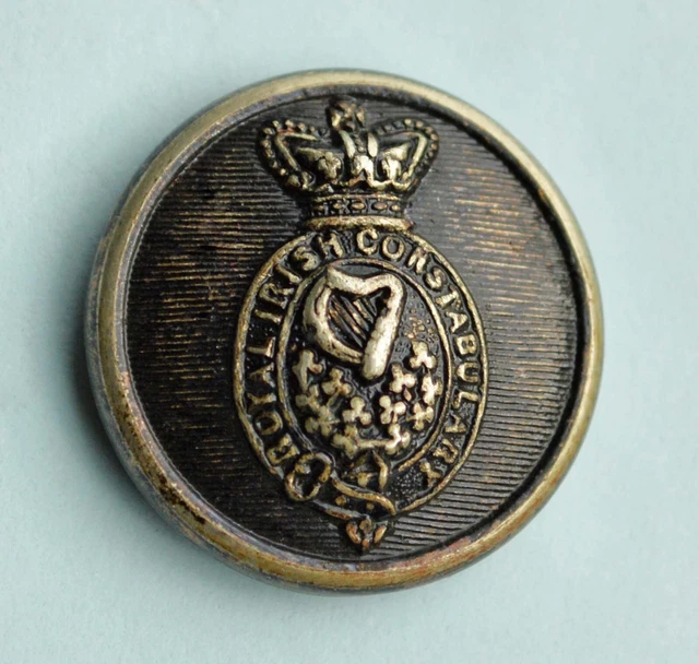ROYAL IRISH CONSTABULARY RIC Queen Victoria Crown Button marked Extra ...