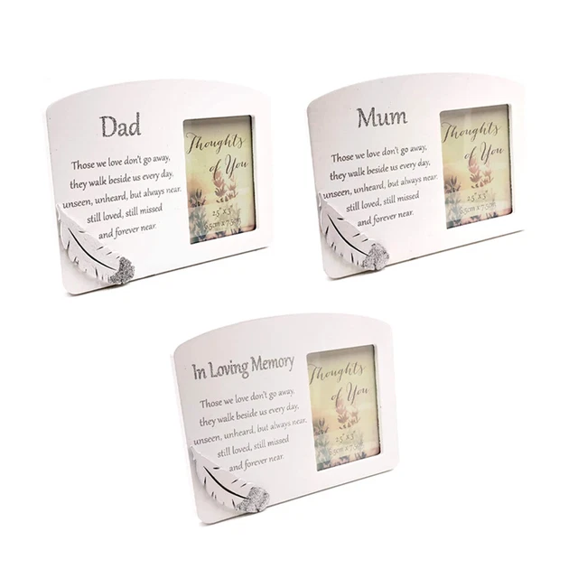 SILVER FEATHER REMEMBRANCE Photo Frame Memorial- Dad, Mum, In Loving ...