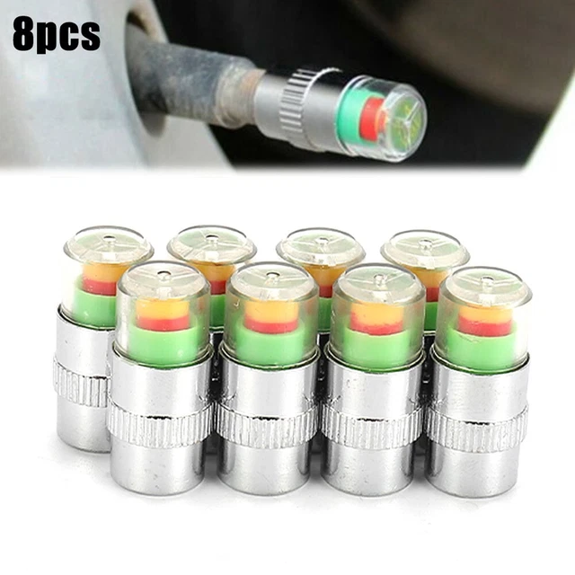 INDICATOR VALVE MOTORCYCLE Tire Pressur W/ Sensor Indicator 8Pcs Car ...