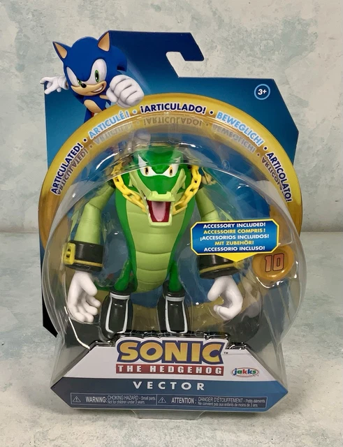 SONIC THE HEDGEHOG Vector Crocodile 4" Figure with Super Ring Accessory ...