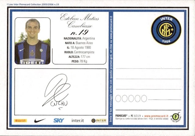 CARTOLINA CALCIO CALCIATORE Inter Walter Adri n Samuel con autografo ...