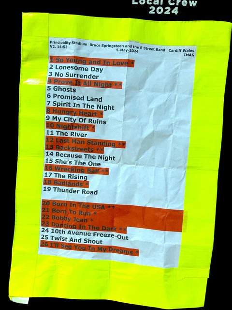 BRUCE SPRINGSTEEN CARDIFF Principality Stadium May 5 2024 Setlist ...