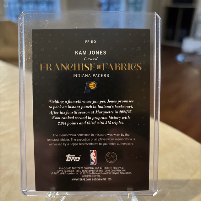 2025-26 TOPPS KAM Jones Franchise Fabrics Rookie Patch FF-KO $1.36 ...