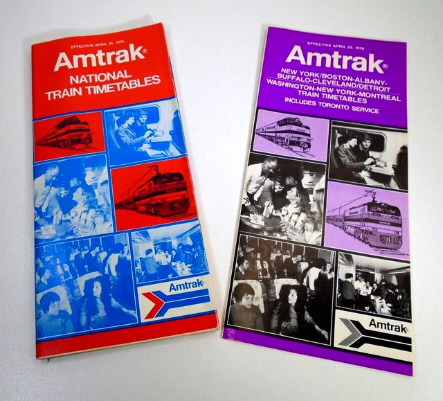 VTG AMTRAK NATIONAL Train Timetables Schedule Brochure Set 1976 & East ...