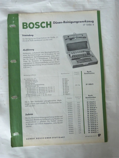 ANLEITUNG: BOSCH Düsen-Reinigunswerkzeug EF 8486 B WBF 223/1 (VDT 10.59 ...