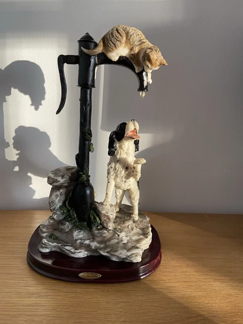 JULIANA COLLECTION CAT On A Water Pump With Dog Underneath 13 Inches ...