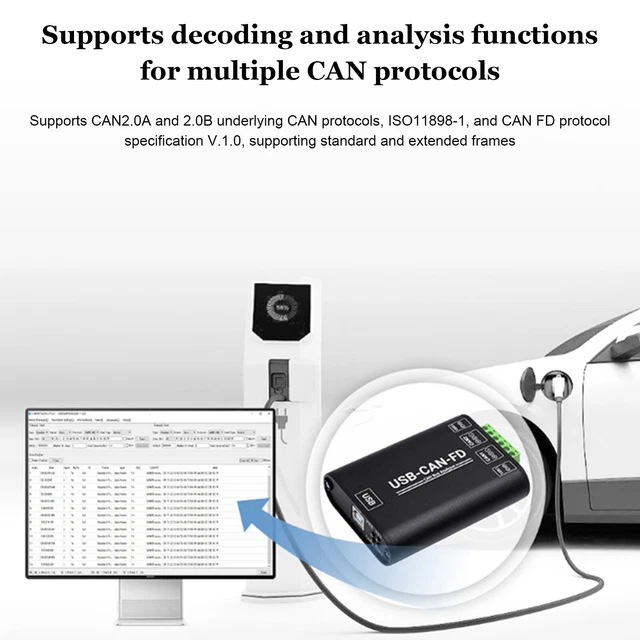 USB VERS CAN FD Interface Converter CAN Bus Data Analyzer Communication ...