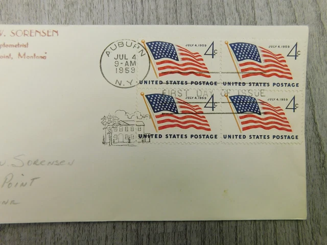 FIRST DAY OF Issue July 4 1959 Auburn NY Flag USA Vintage Stamp ...