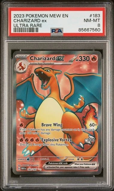 POKÉMON 151 MEW EN Charizard ex Full Art Ultra Rare 183/165 PSA 8 COMME ...