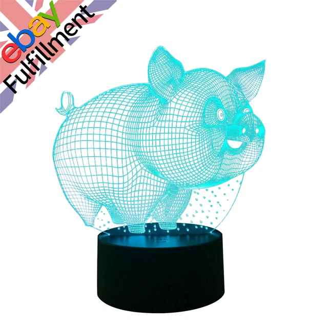 1*CHINESE PIG YEAR LED Baby Night Light 7 Color Change PIG Desk Lamp 3D ...