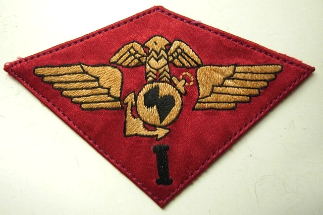 WW2 USMC CHINESE Made 1st Marine Air Wing Patch - Hand Sewn On Red Silk ...