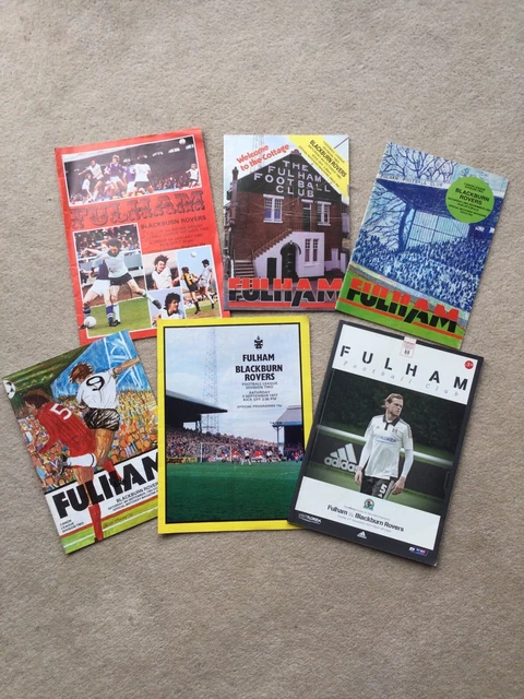 6 X FULHAM v Blackburn Rovers Football Programmes Bundle 1970s,'80s ...