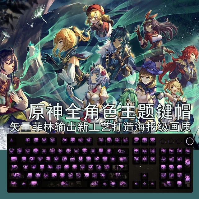 CUSTOM GENSHIN IMPACT Manga Waifu Keycaps Set RGB MX For Mechanical ...