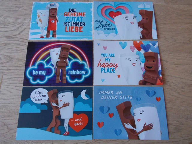 FERRERO KINDER RIEGEL Postkarten Sammelkarten D 2023 LOVE EDITION alle 6 Karten EUR 3,00 ...