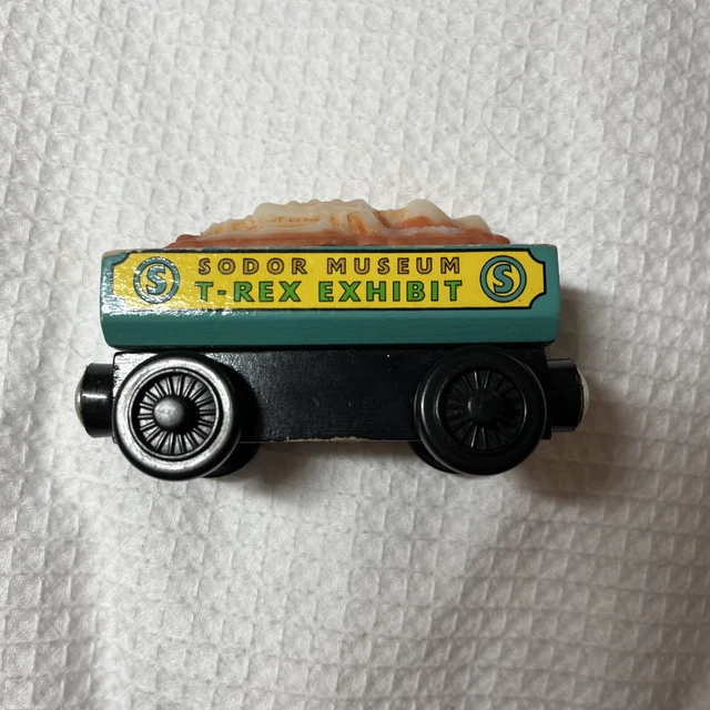 THOMAS THE TRAIN Wooden Railway Sodor Museum T-Rex Exhibit Fossil Car ...