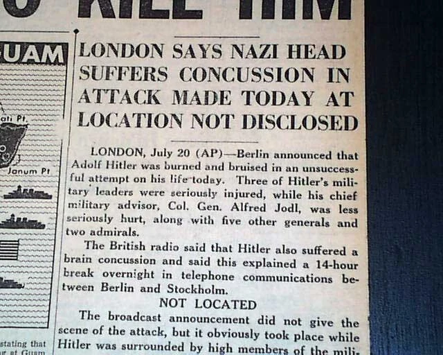 NICE OPERATION VALKYRIE Adolph Hitler Assassination Attempt 1944 WWII ...