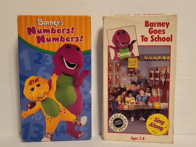 RARE VTG BARNEY VHS Tapes LOT 2 - Goes To School SING ALONG & Numbers ...