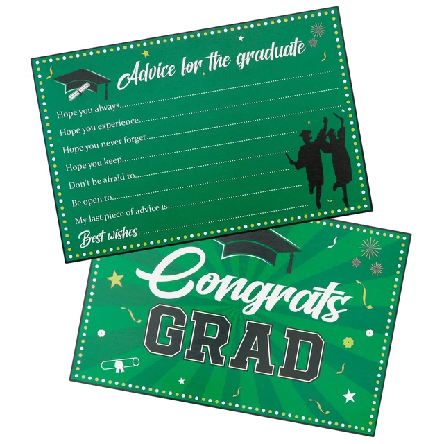 24 PACK GRADUATION Advice Cards Bulk Green Graduation Advice and Wishes ...