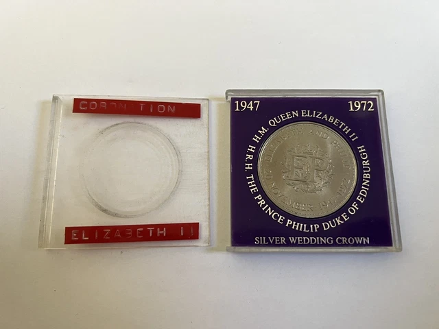 QUEEN ELIZABETH II and Philip Silver Wedding Crown Coin Boxed 1947 ...