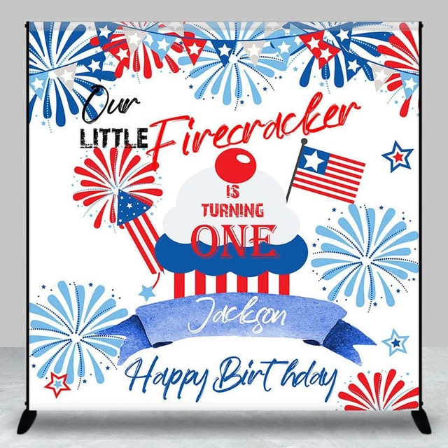 RED BLUE WHITE Firecracker One Custom Birthday Backdrop $36.09 ...