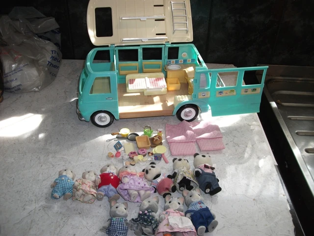 SYLVANIAN FAMILIES CAMPER Van With Lots Of Figures Very Clean Vgc £39. ...