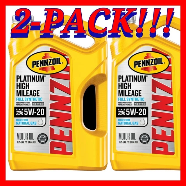 PENNZOIL PLATINUM HIGH Mileage Full Synthetic Engine Oil 5W-20 2pk (10 ...