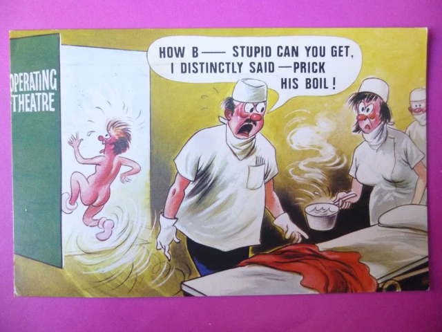 ALTE POSTKARTE, HUMORVOLL, frech, Krankenschwester und Chirurg Witz ...