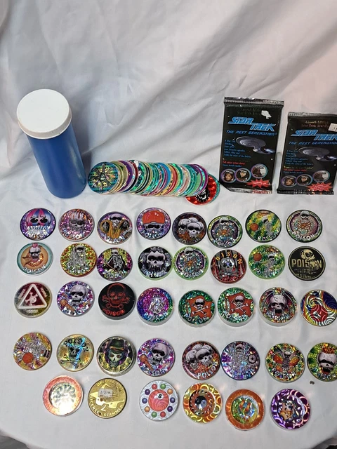 VINTAGE POISON SLAMMERS Lot + Poison Pogs W/Case + 2 Packs Star Trek ...