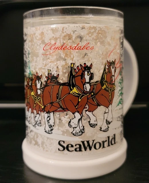 1990S SEA WORLD Budweiser? Clydesdales Frosty Plastic Mug with Tags Vtg ...