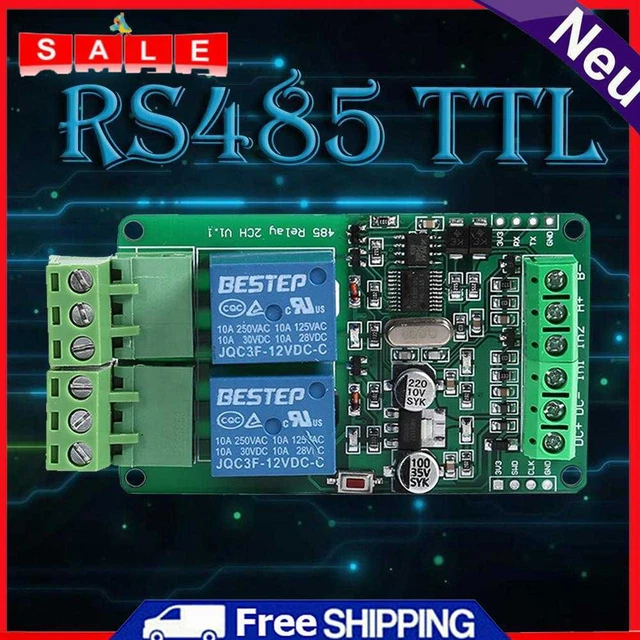 MODBUS-RTU 2 WAY 12V Relay Module Switch 2 Way Relay Output RS485 ...