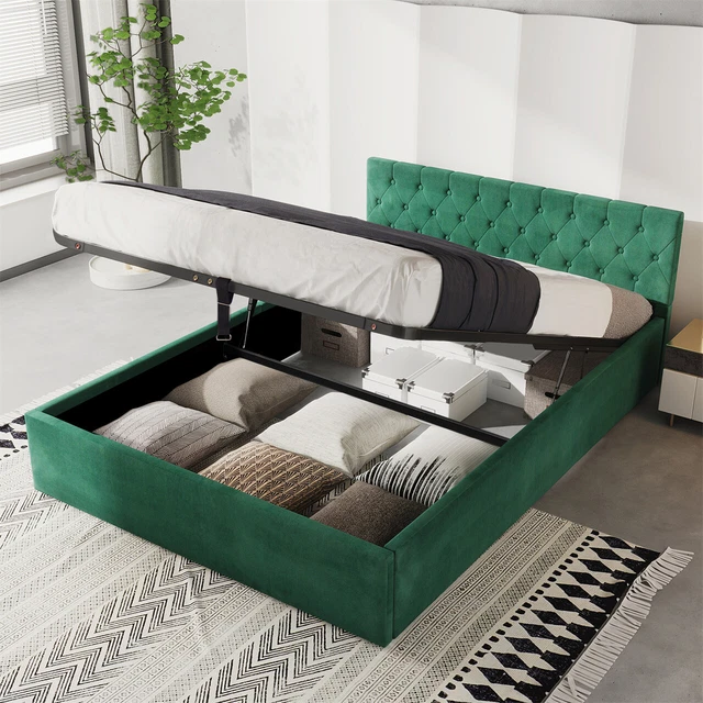 OTTOMAN BED FRAME Storage Bed with hydraulic lever Double Size 4ft6 ...