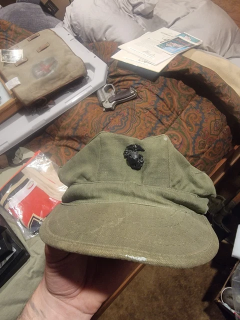 VIETNAM ERA USMC OG-107 Sateen Hot Weather Field or Utility Cap - Small ...