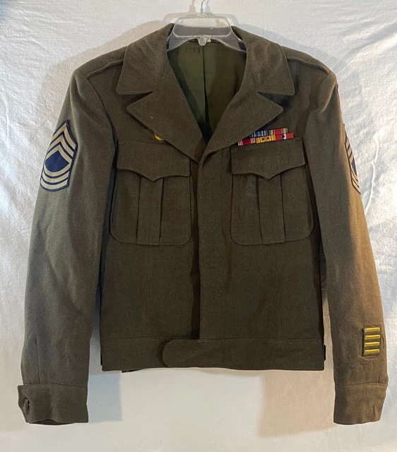 VTG 1940'S US ARMY WW2 Green Wool Ike Crop Field Jacket Army Master ...