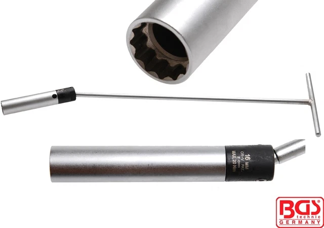 BGS TOOLS FLEXIBLE Joint Spark Plug Wrench Limited Torque 23 Nm 550mm L ...