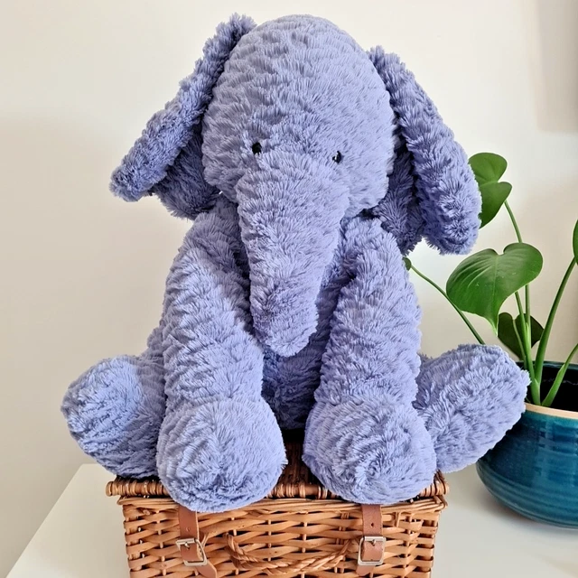 JELLYCAT HUGE FUDDLEWUDDLE Elephant - Retired Blue Elephant Largest ...